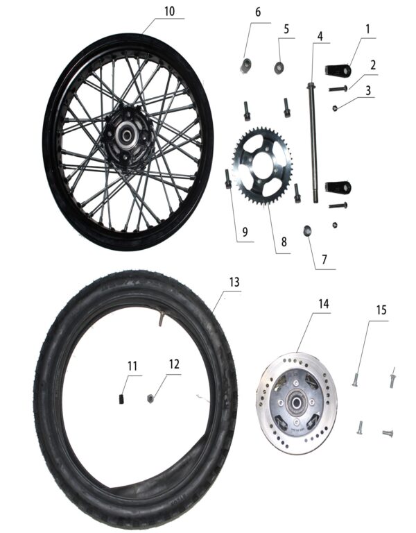 Bluroc 125 Rear Wheel Assembly – HDM Trading